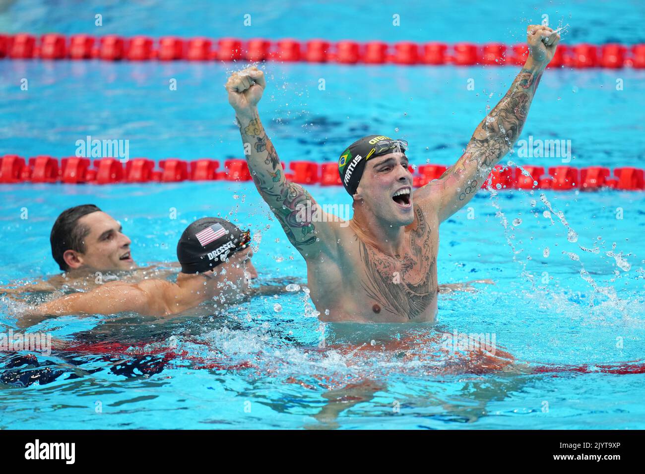 Bruno Fratus of Brazil celebrates his Bronze medal in the Mens 50m ...