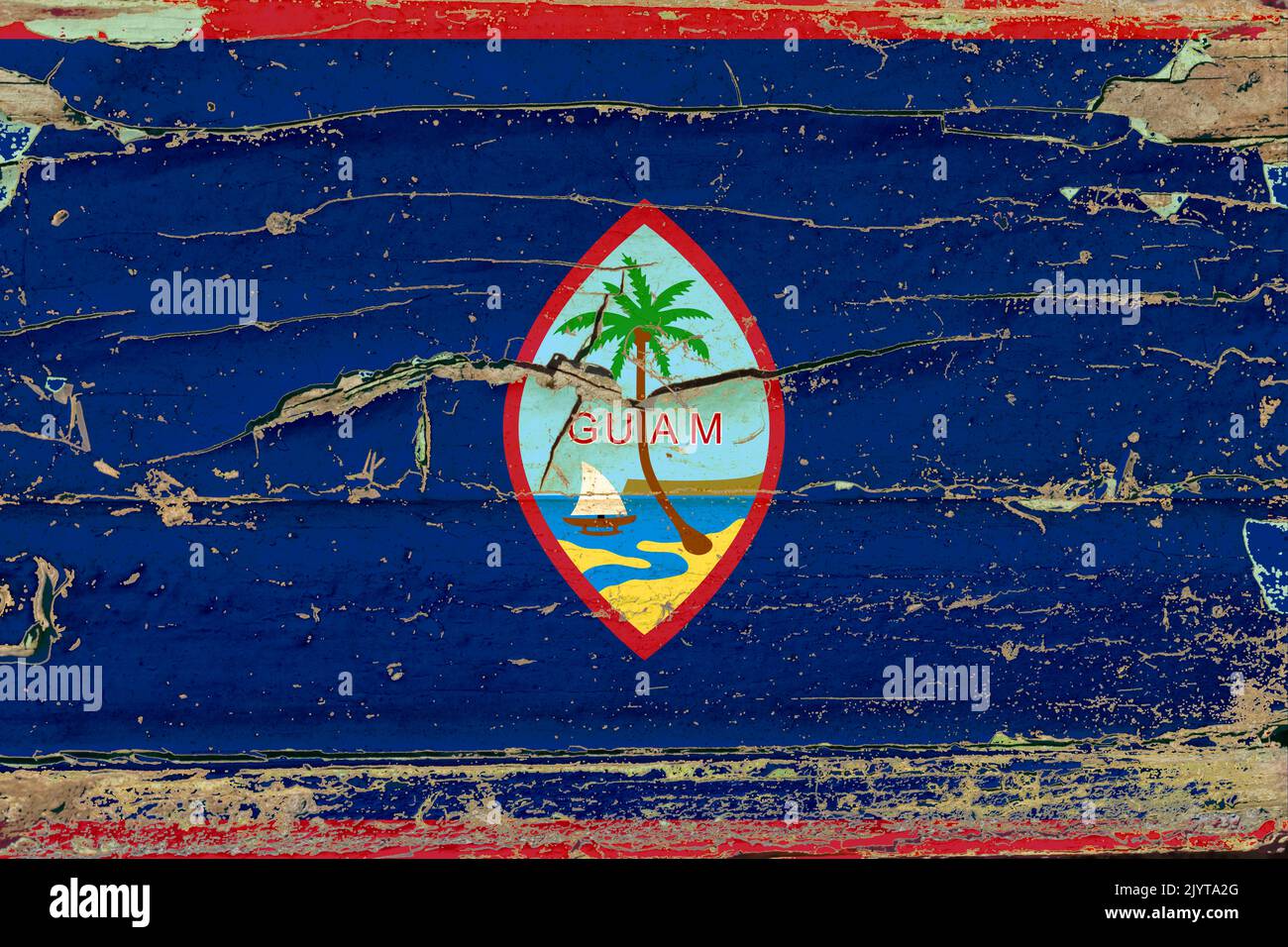 3D Flag of Guam on an old wood wall background Stock Photo - Alamy