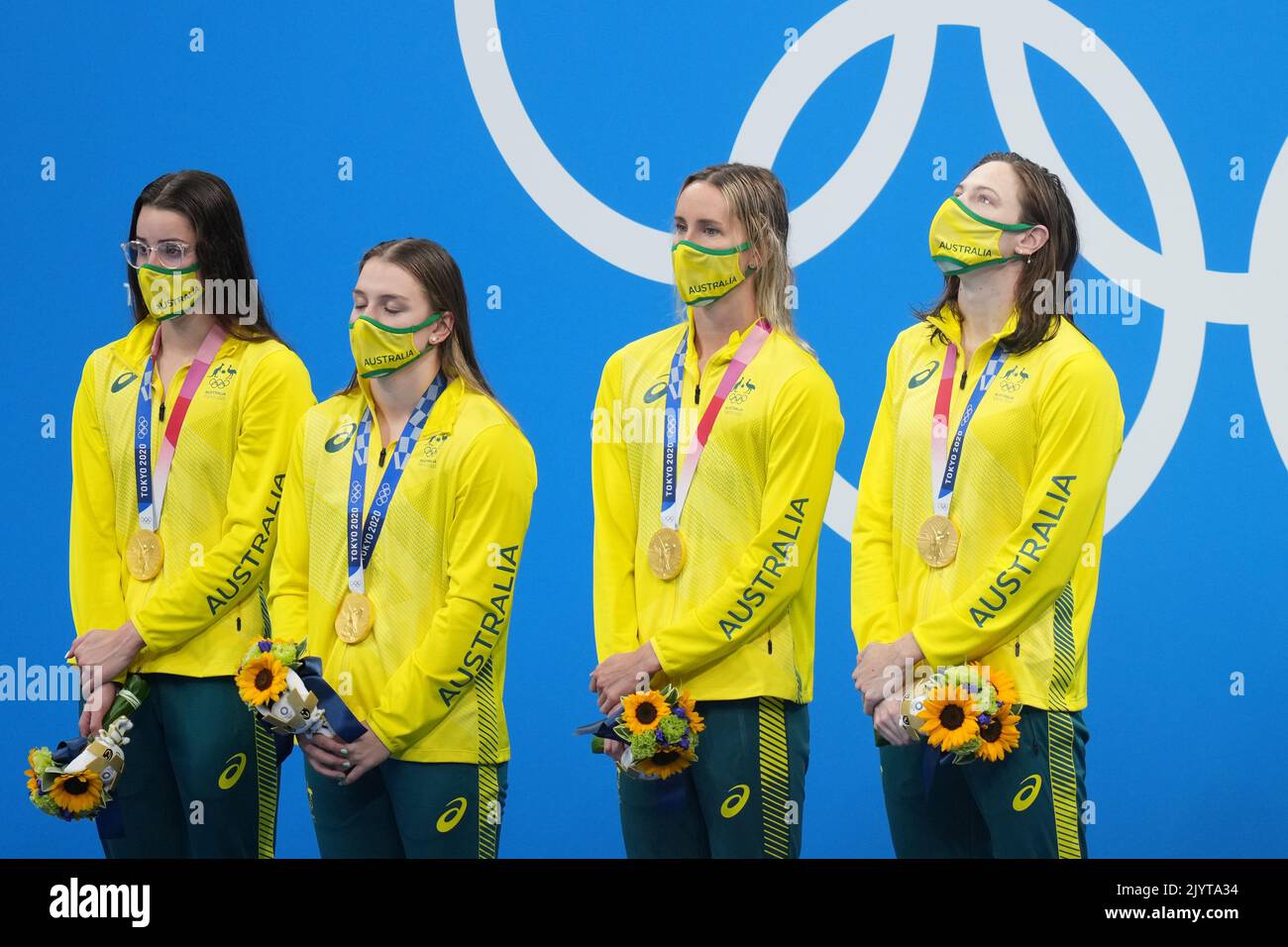 Australia’s 4x100m Medley Relay team of (lt-rt) Kaylee McKeown, Chelsea ...