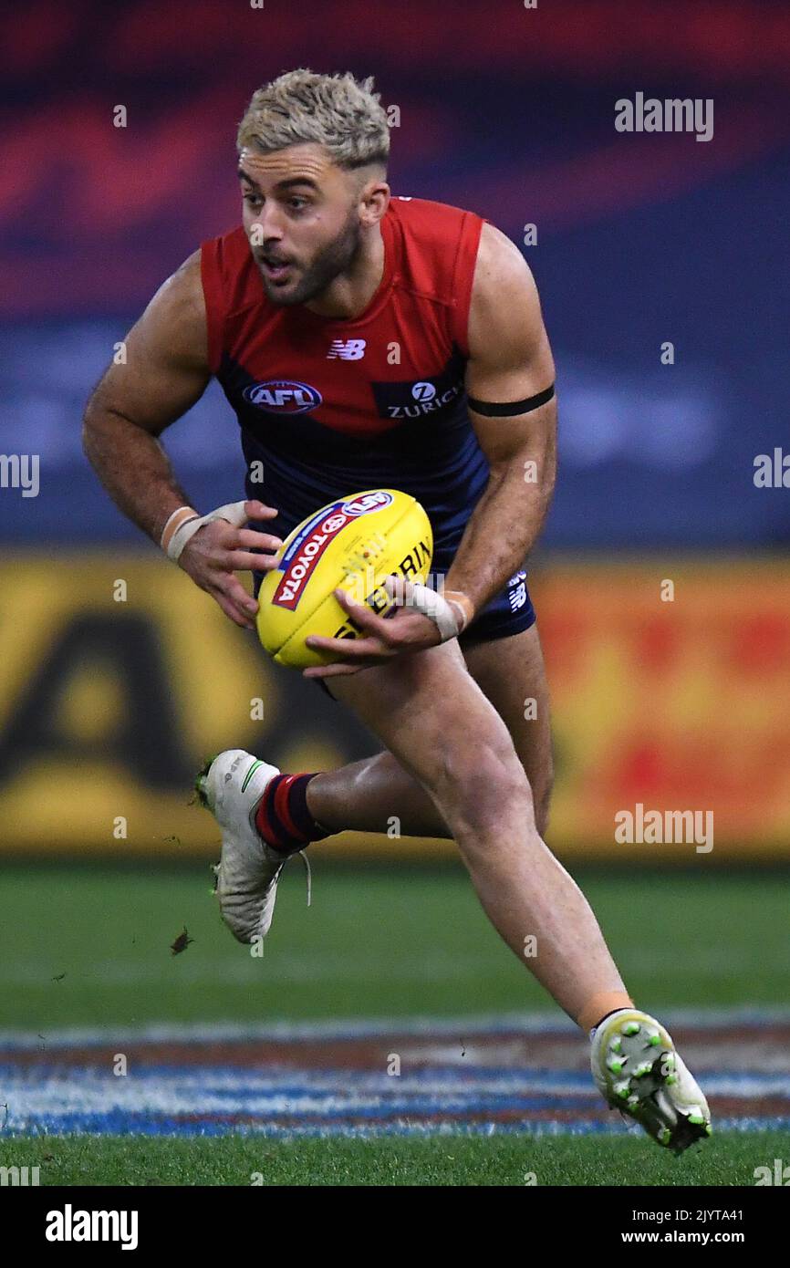 Christian Salem of the Demons in action during the Round 20 AFL match ...