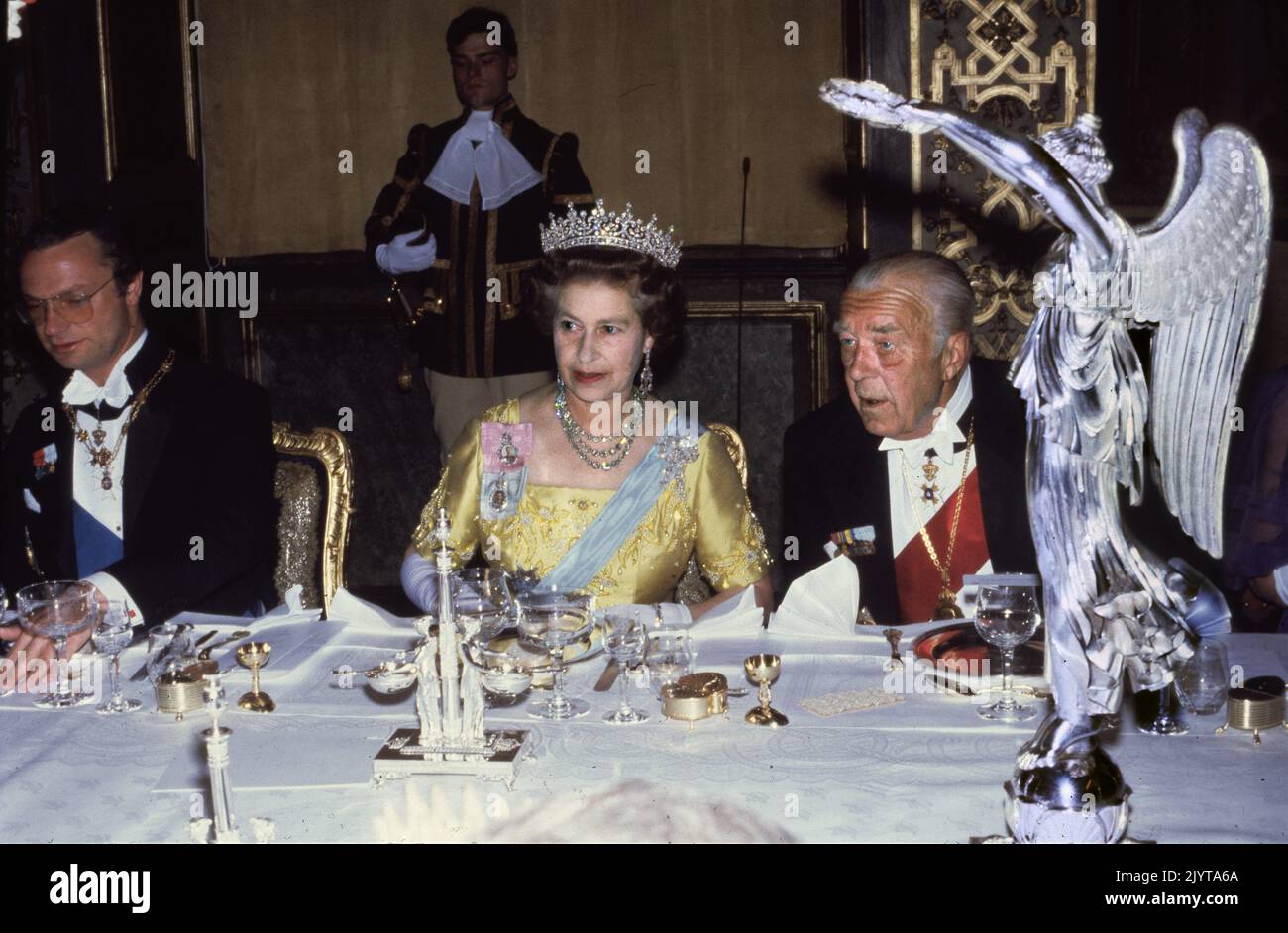 FILE 1983-05-25Britain's Queen Elizabeth II sits between the Swedish ...