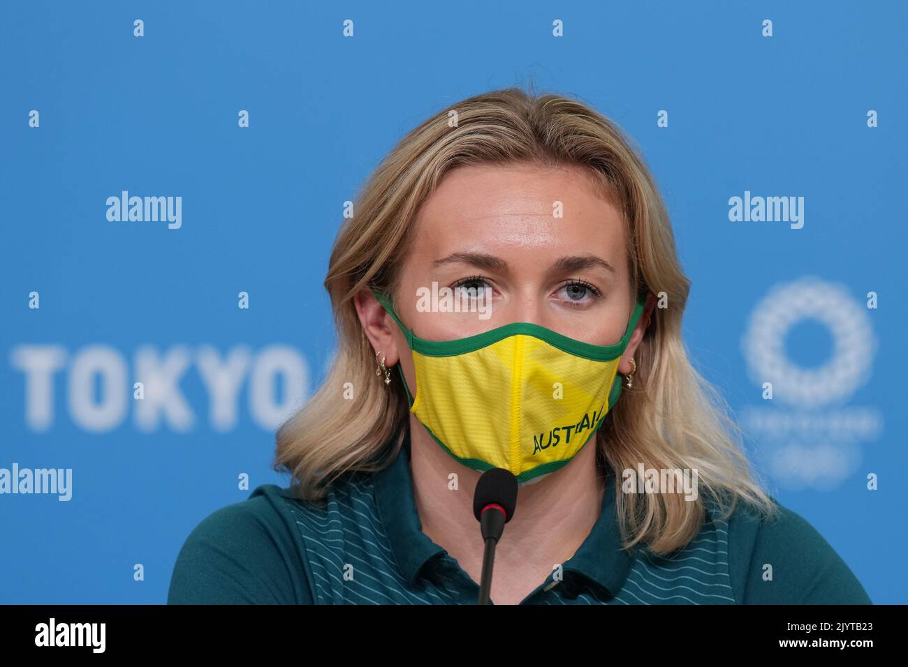 Two time Gold medalist Ariarne Titmus of Australia during a press ...