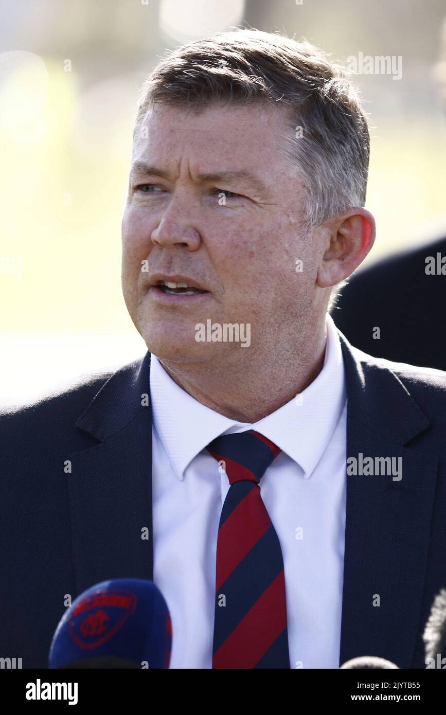 Melbourne Football Club CEO Gary Pert speaks during a press conference ...