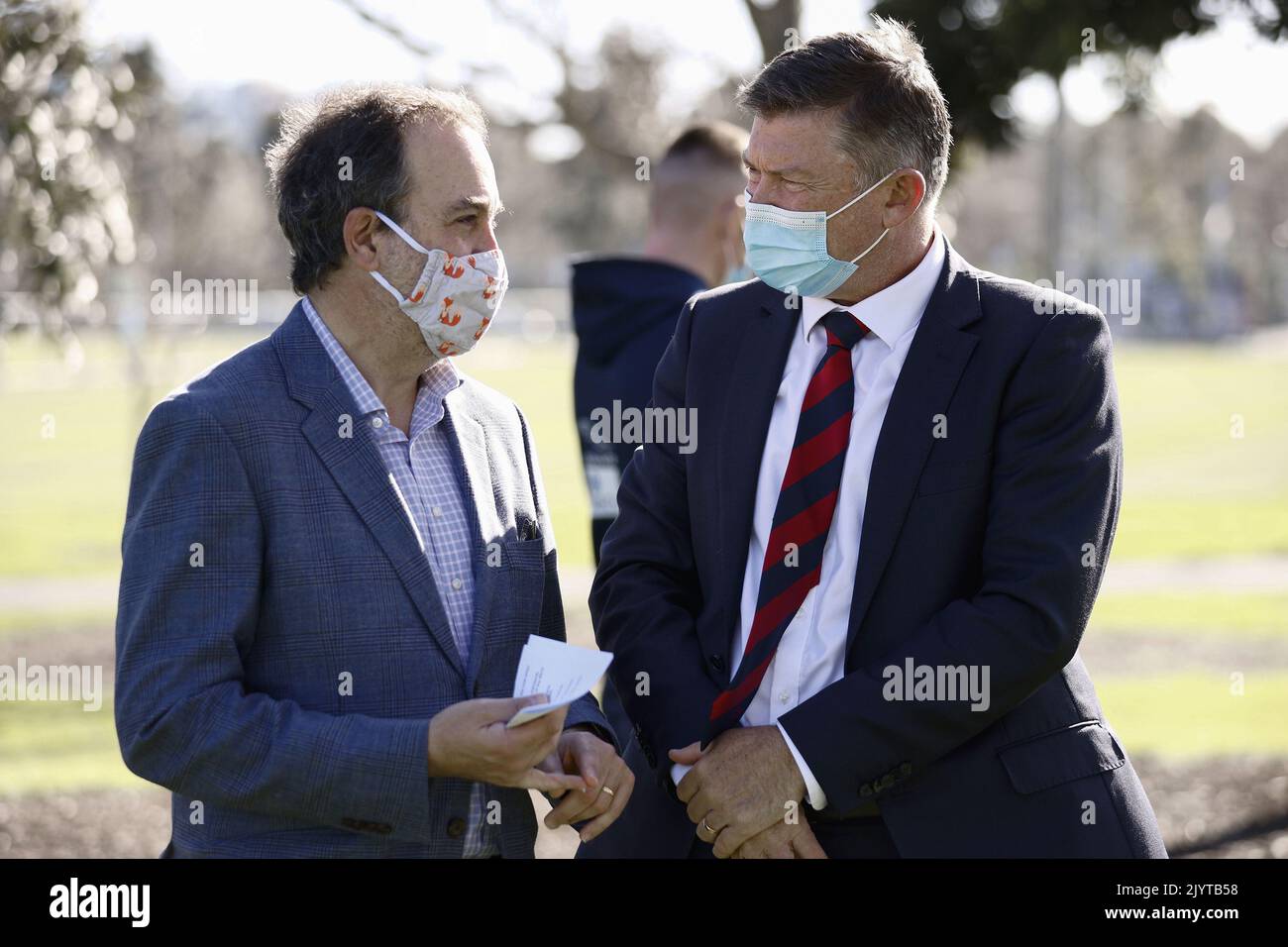 Minister for Tourism, Sport and Major Events Martin Pakula (left ...