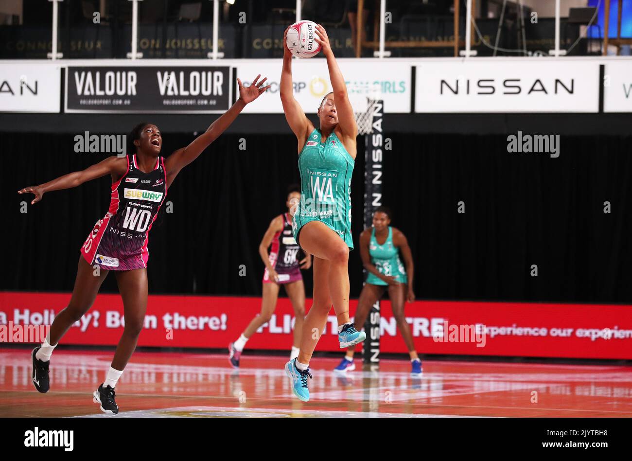 Hannah Mundy of the Vixens in action during the Super Netball Round 13 ...