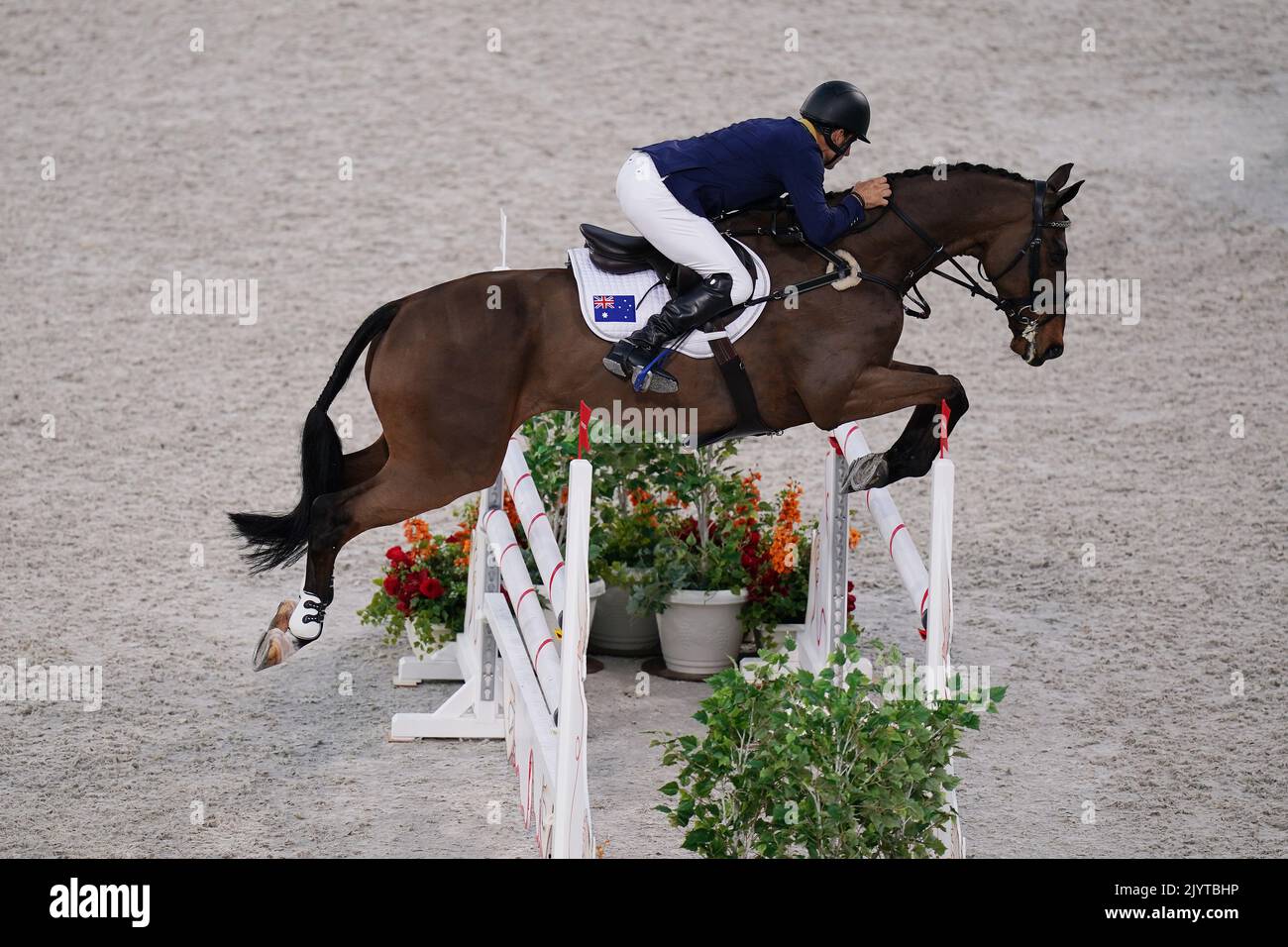 Shane Rose of Australia on his horse Virgil during the Eventing Jumping ...