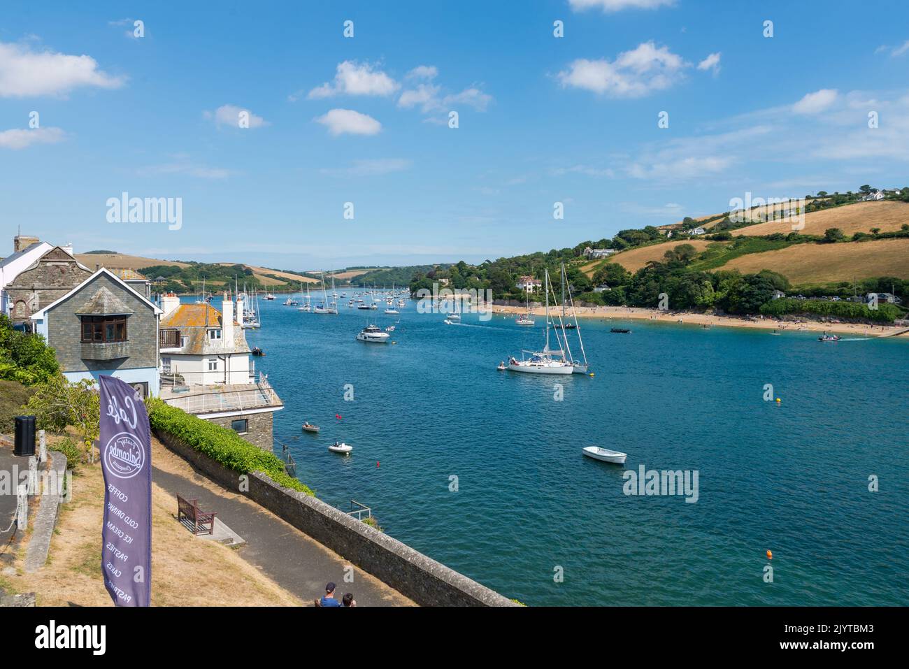 Boats on the Salcombe estuary in the South Hams town of Salcombe, Devon ...