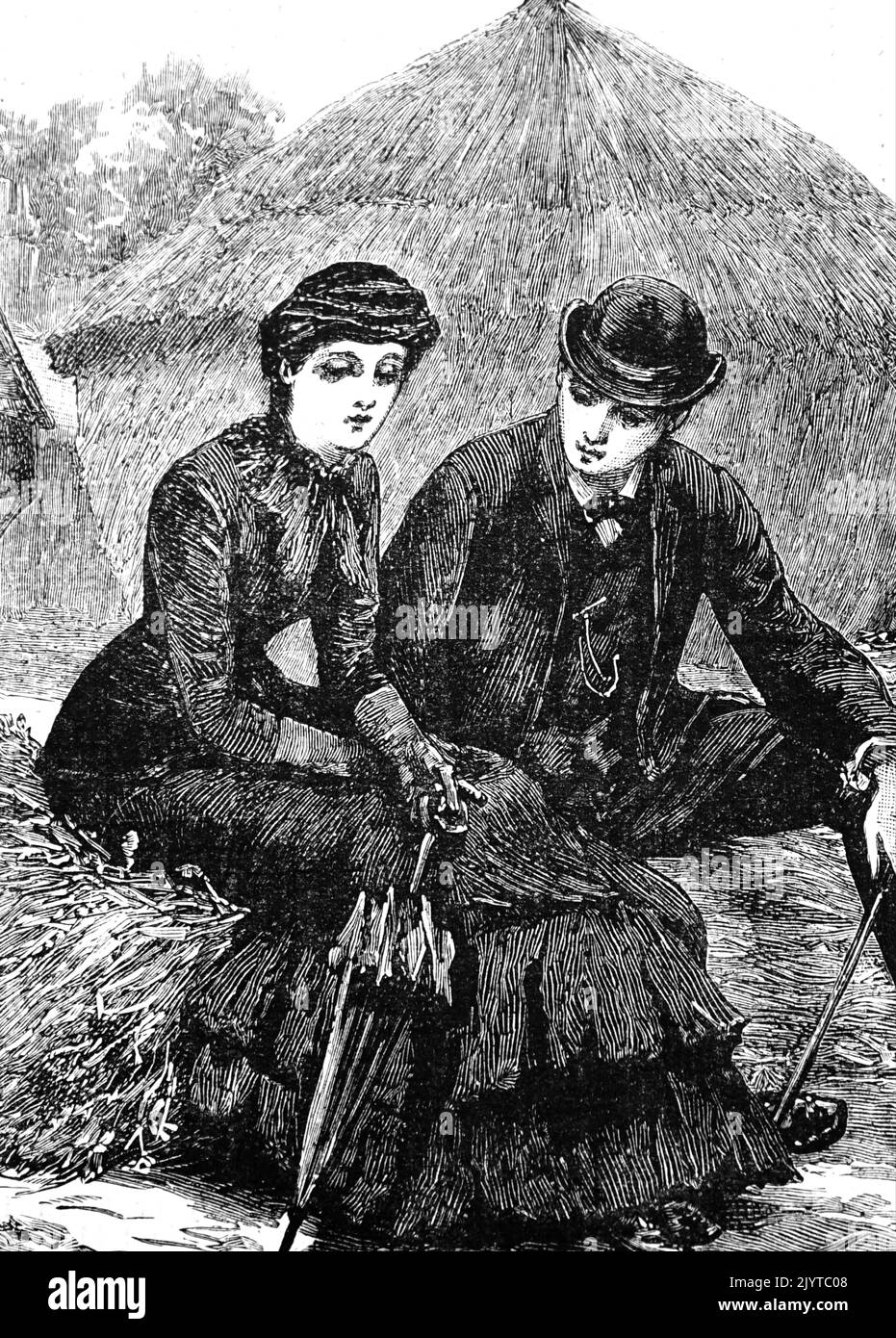 Illustration depicting a young couple sitting together. Illustrated by ...
