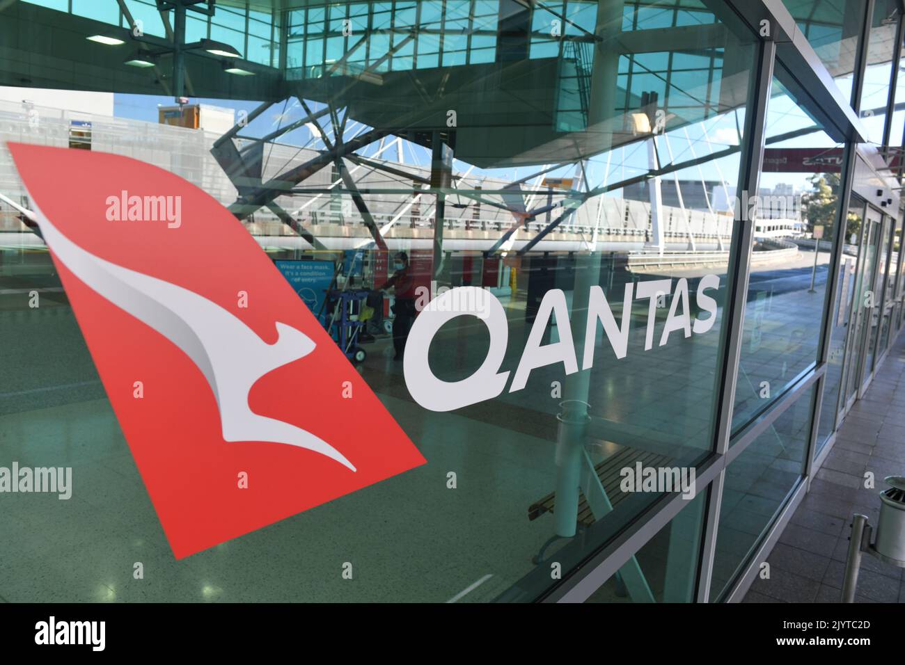 The QANTAS domestic terminal is seen at Sydney Airport in Sydney ...