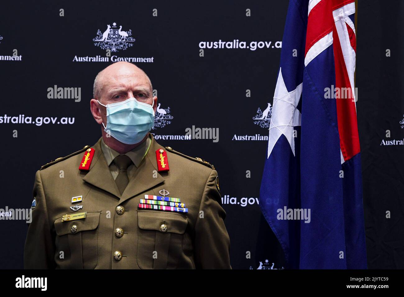 COVID-19 Taskforce Commander, Lieutenant General John Frewen attends a ...