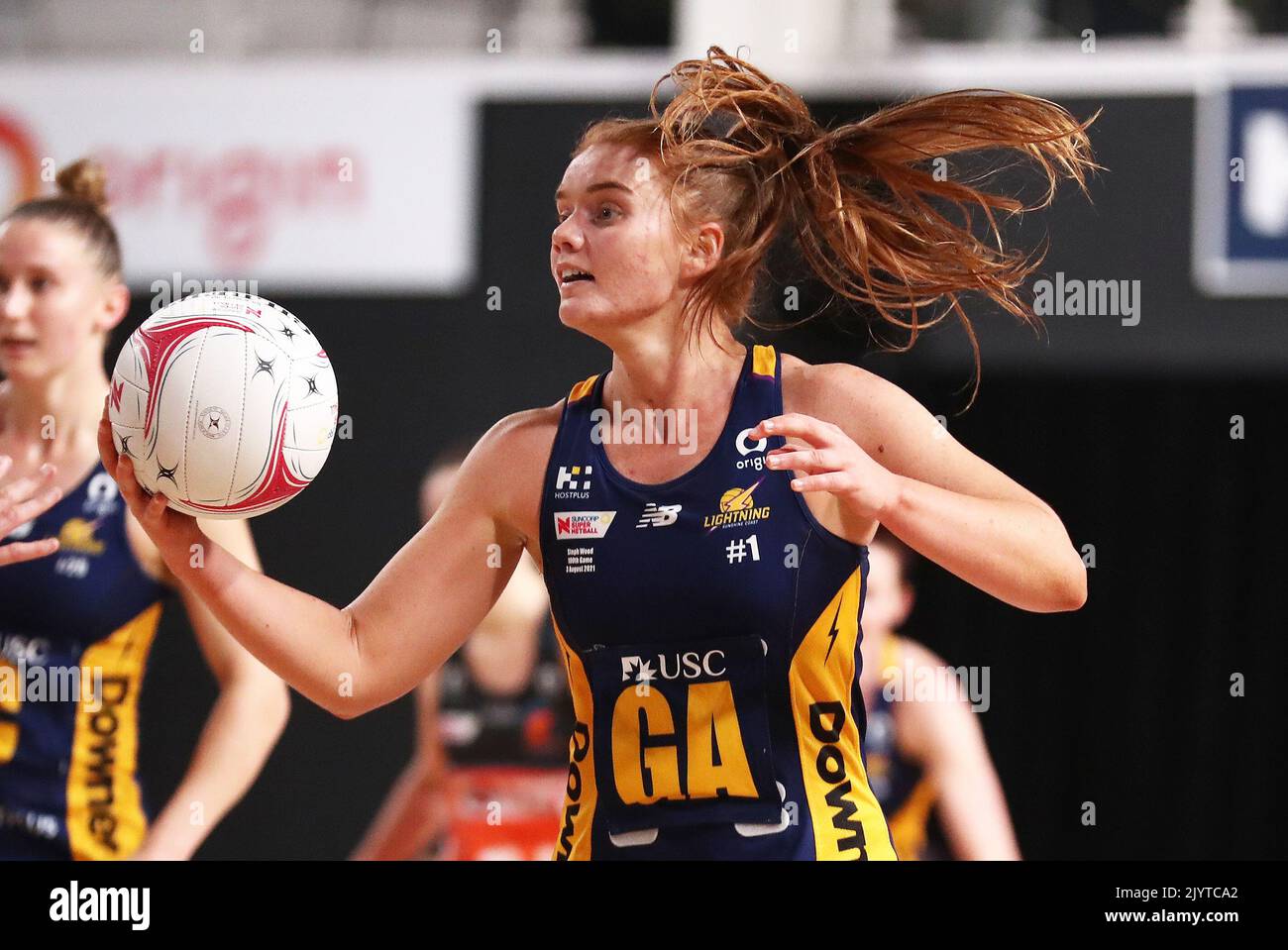 Steph Wood of the Lightning in action during the Round 13 Super Netball ...