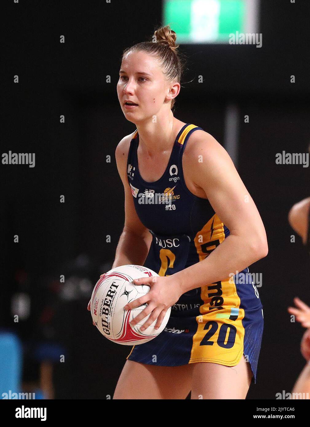 Maddy McAuliffe of the Lightning in action during the Round 13 Super ...