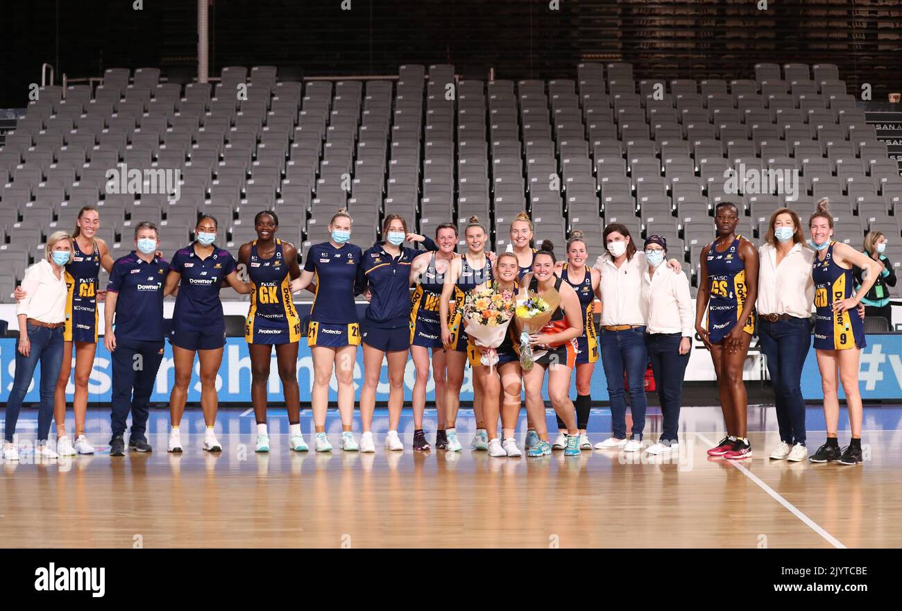 Steph Wood of the Lightning and Sam Poolman of the Giants pose for ...