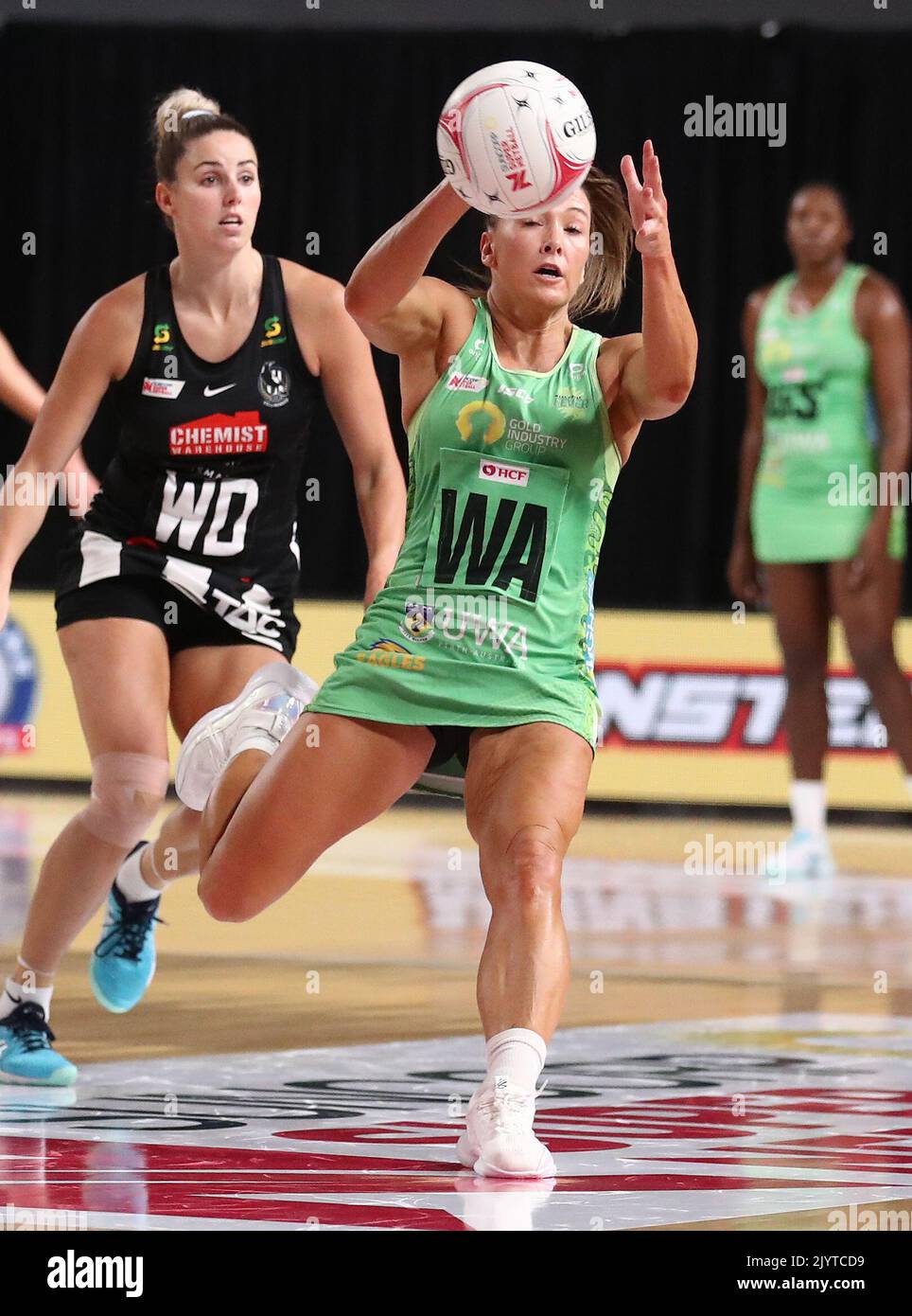 Verity Charles of the Fever in action during the Round 13 Super Netball ...
