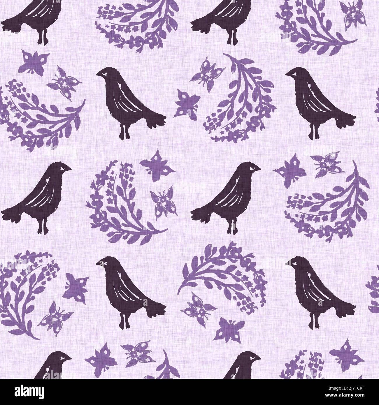 Gender neutral bird in sky seamless raster purple background. Simple ...