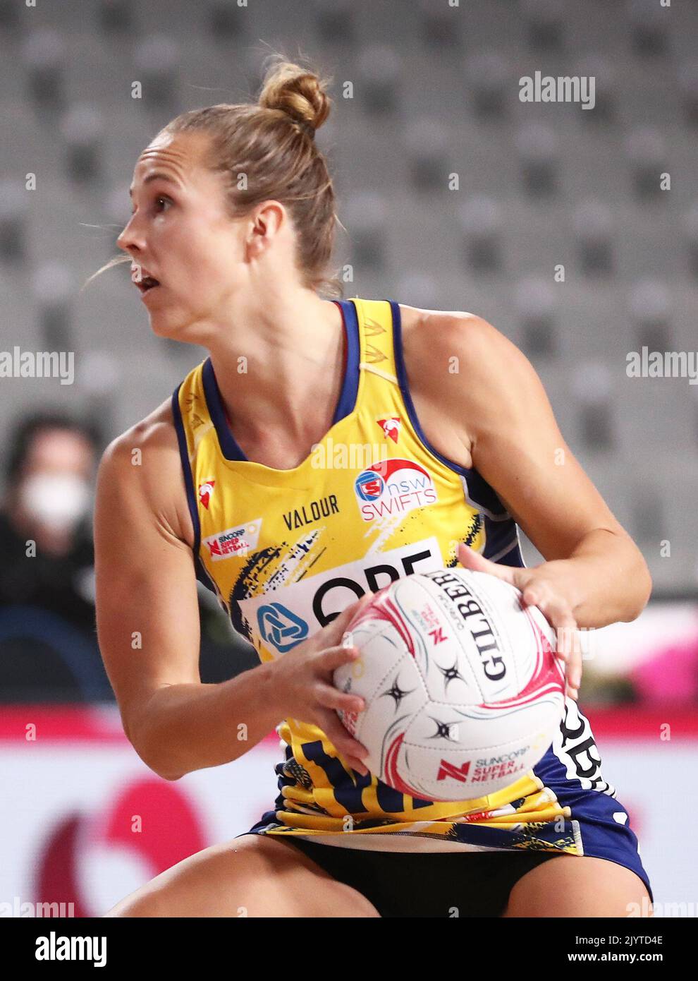 Paige Hadley of the Swifts in action during the Round 14 Super Netball ...