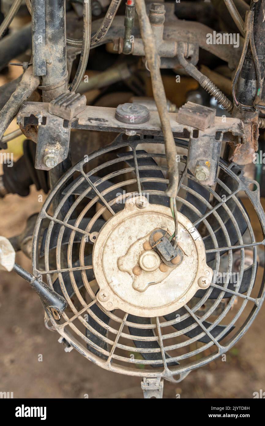 the front part of a broken and disassembled ATV in need of repair Stock ...