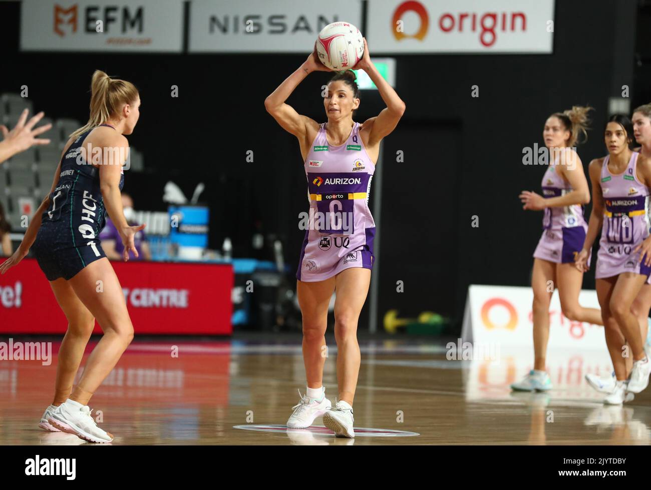 Kim Ravaillion of the Firebirds in action during the Round 14 Super ...