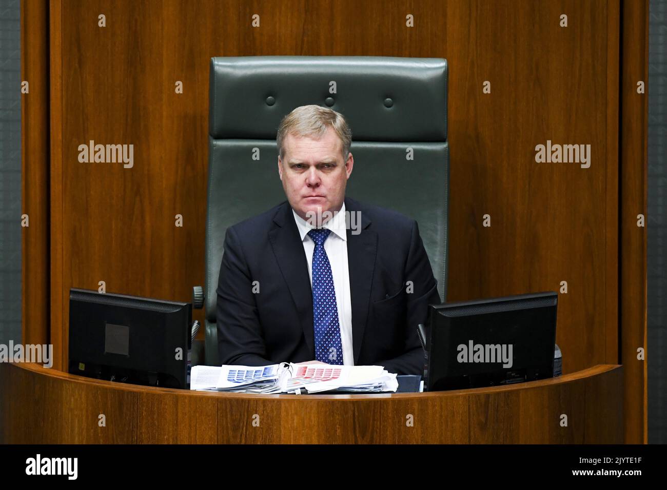 Speaker Tony Smith reacts during House of Representatives Question Time ...
