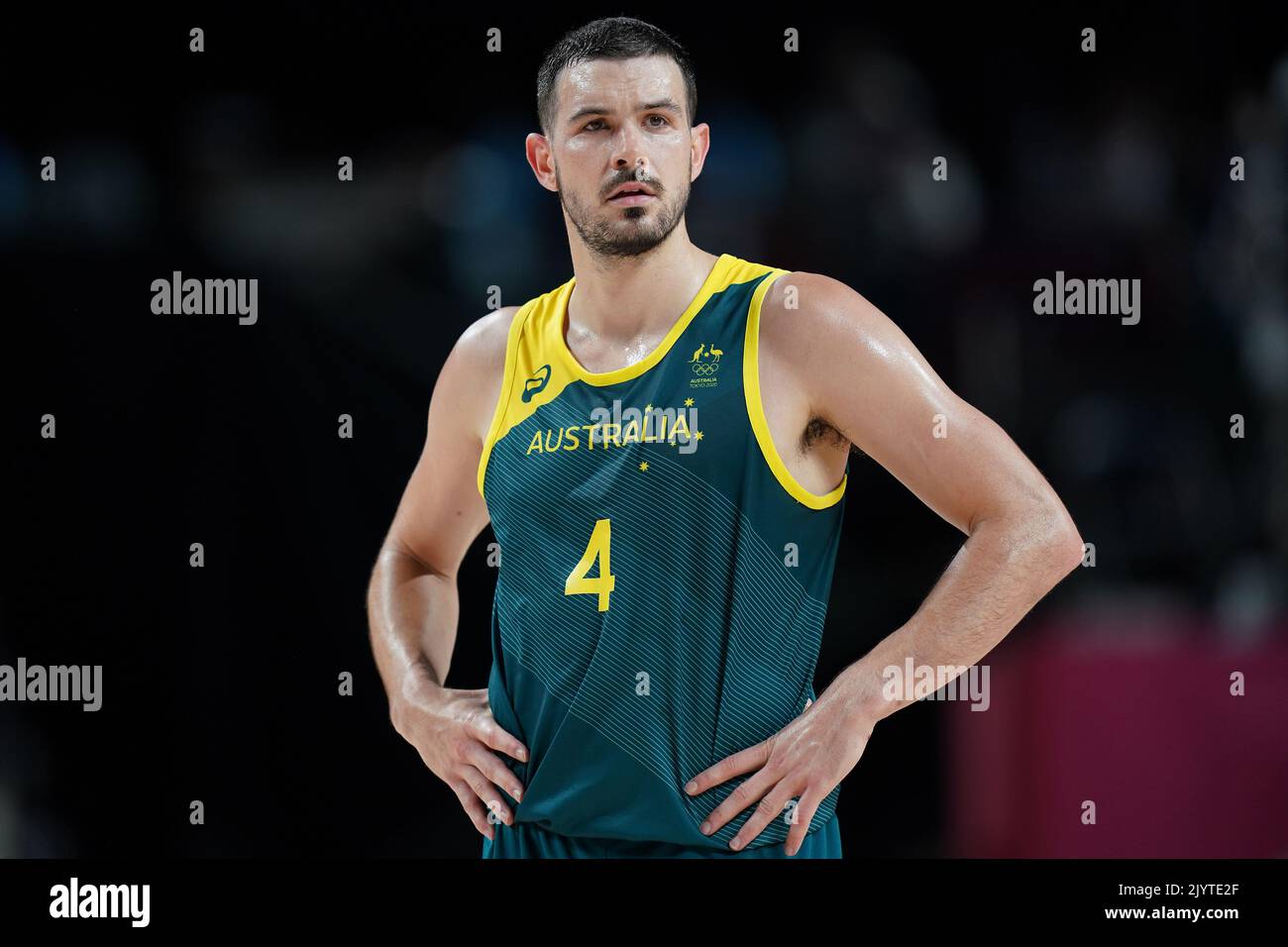 Chris Goulding of Australia reacts following his team’s loss in the Men ...