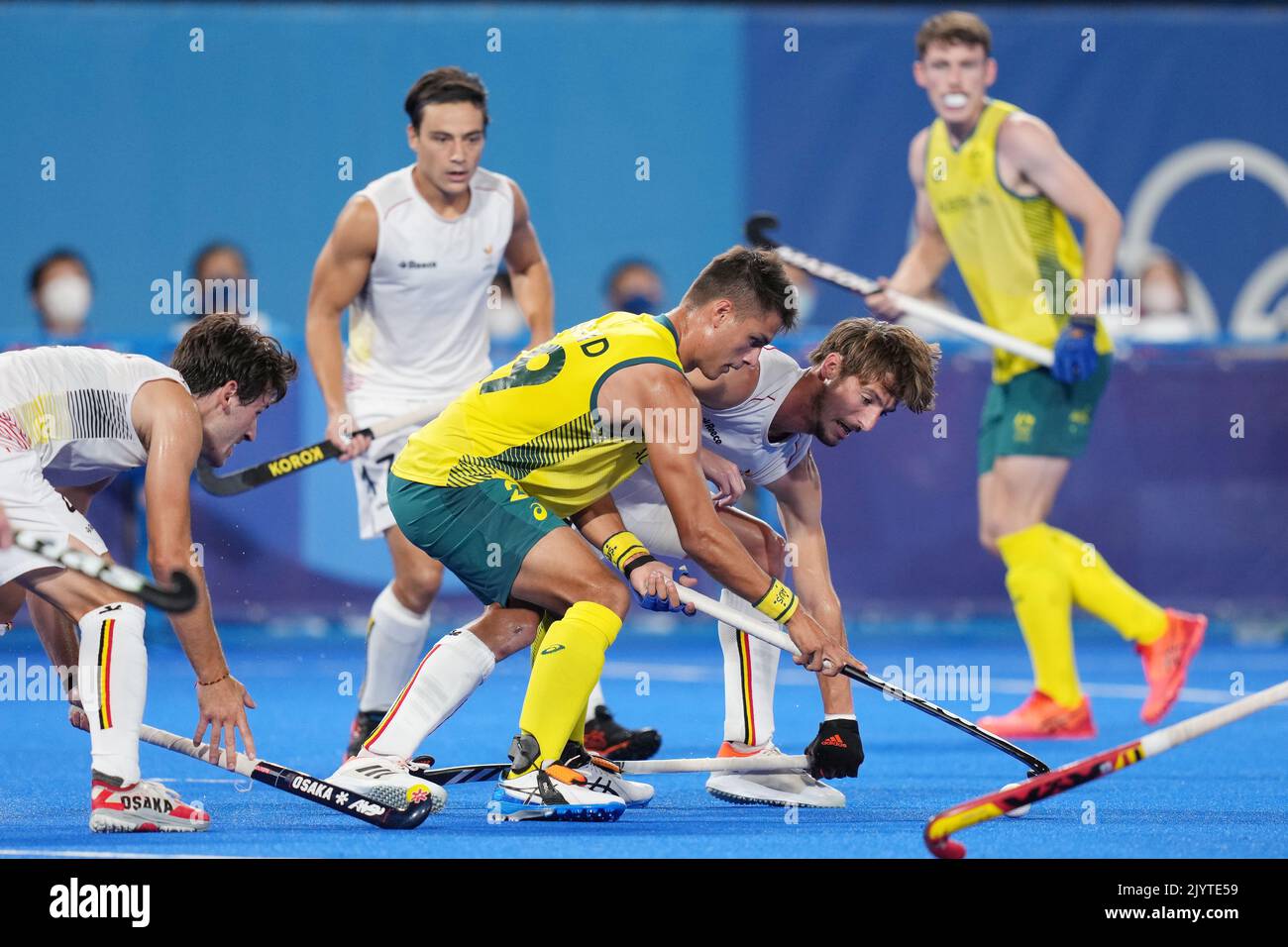 Tim Brand of Australia and Antoine Kina of Belgium in action during the ...