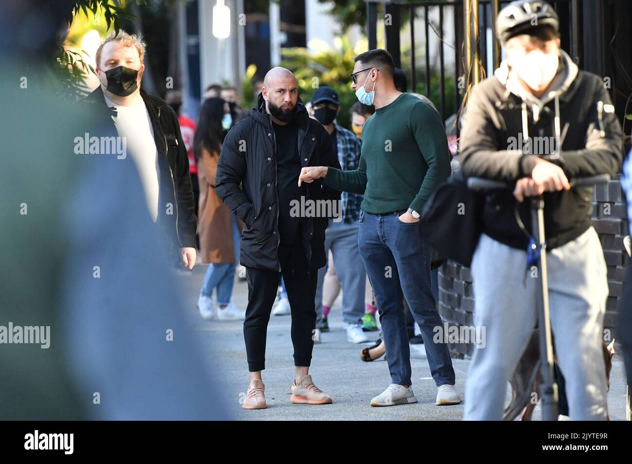 People are seen queuing outside Lune Croissanterie at South Brisbane in ...