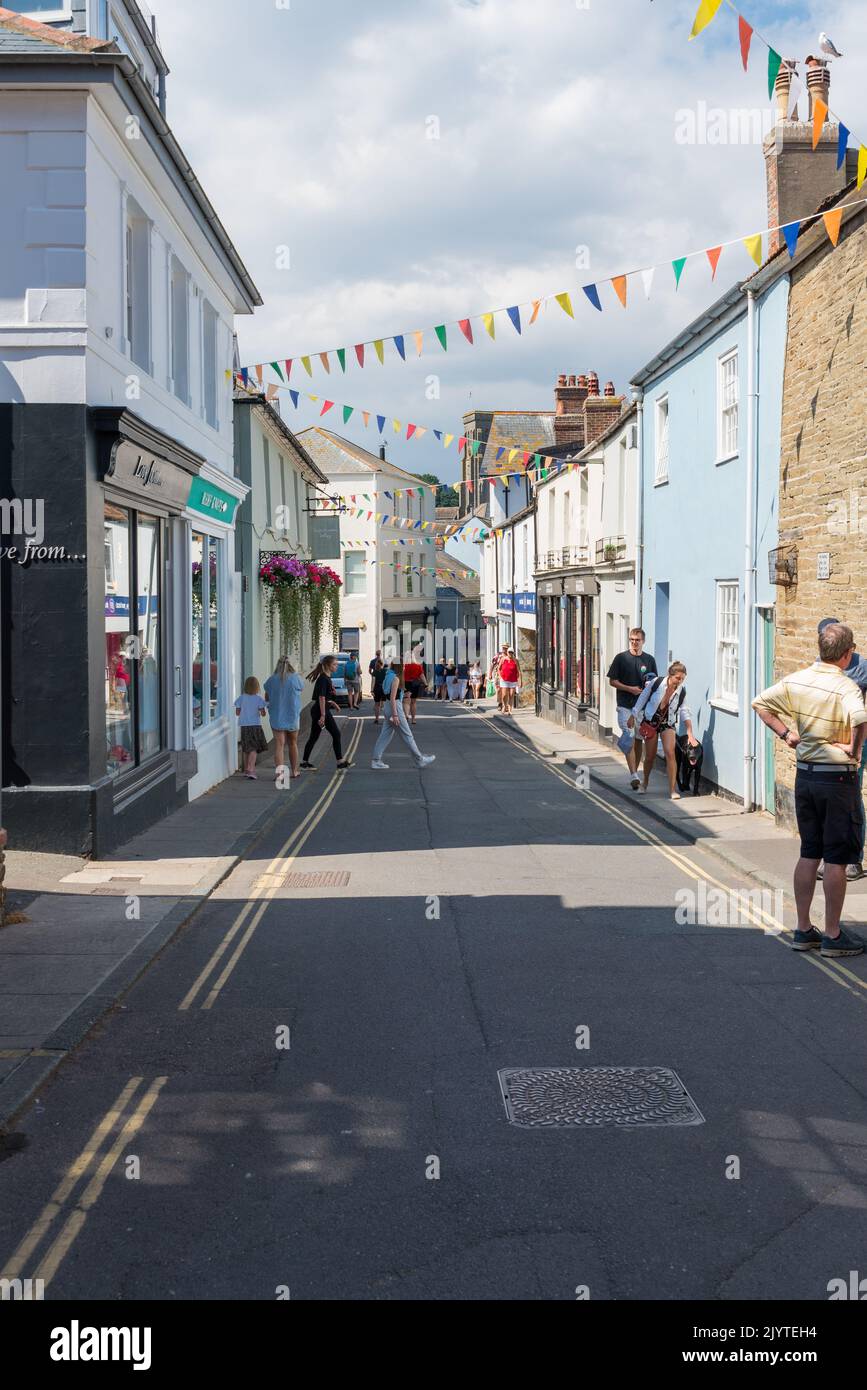 Fore Street in the South Hams town of Salcombe, Devon, UK Stock Photo ...