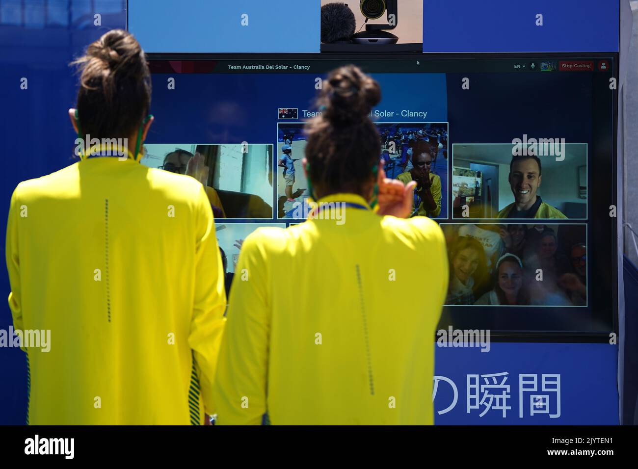 Mariafe Artacho del Solar and Taliqua Clancy of Australia look at video ...