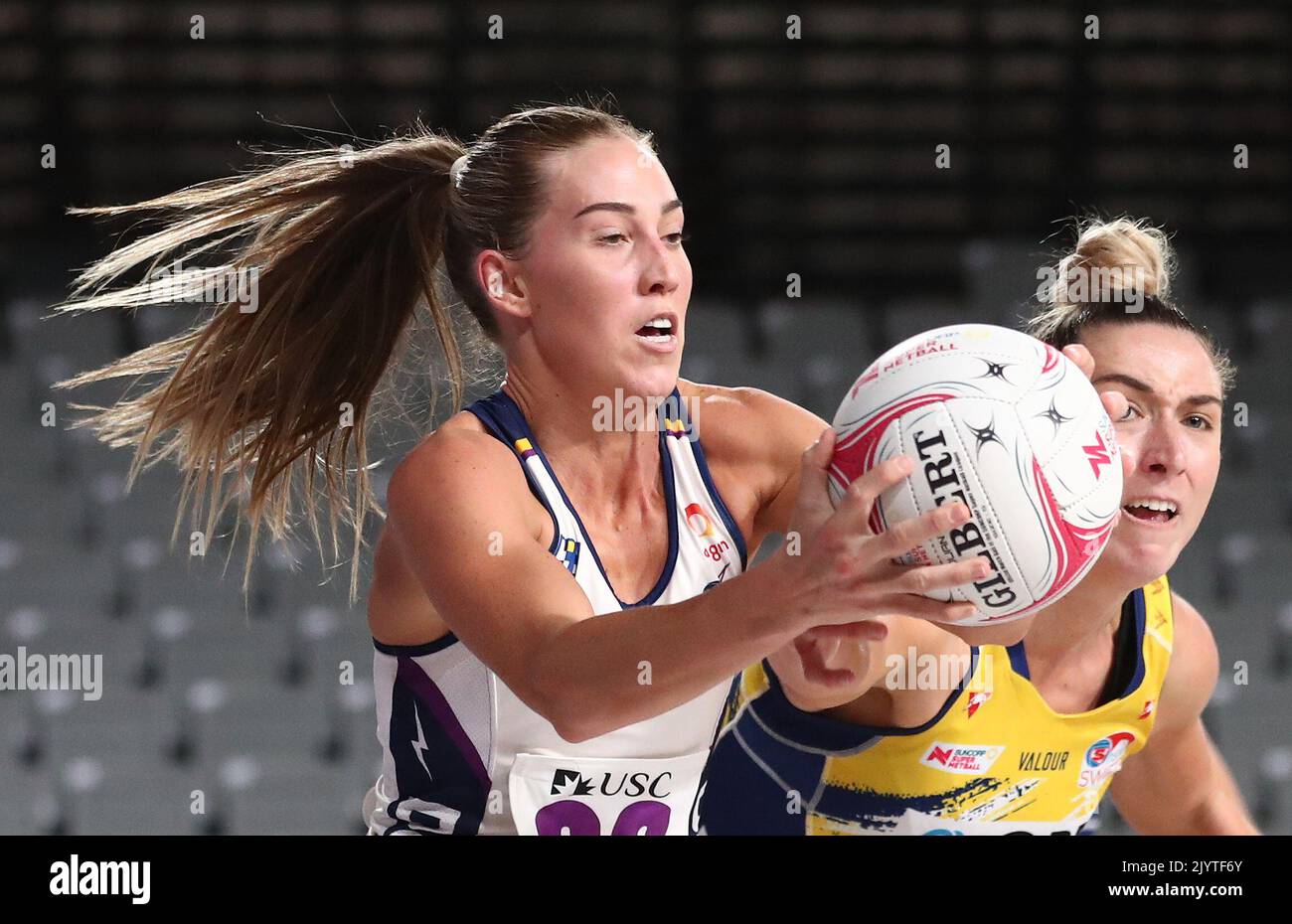 Cara Koenen of the Lightning in action during the Super Netball Round ...