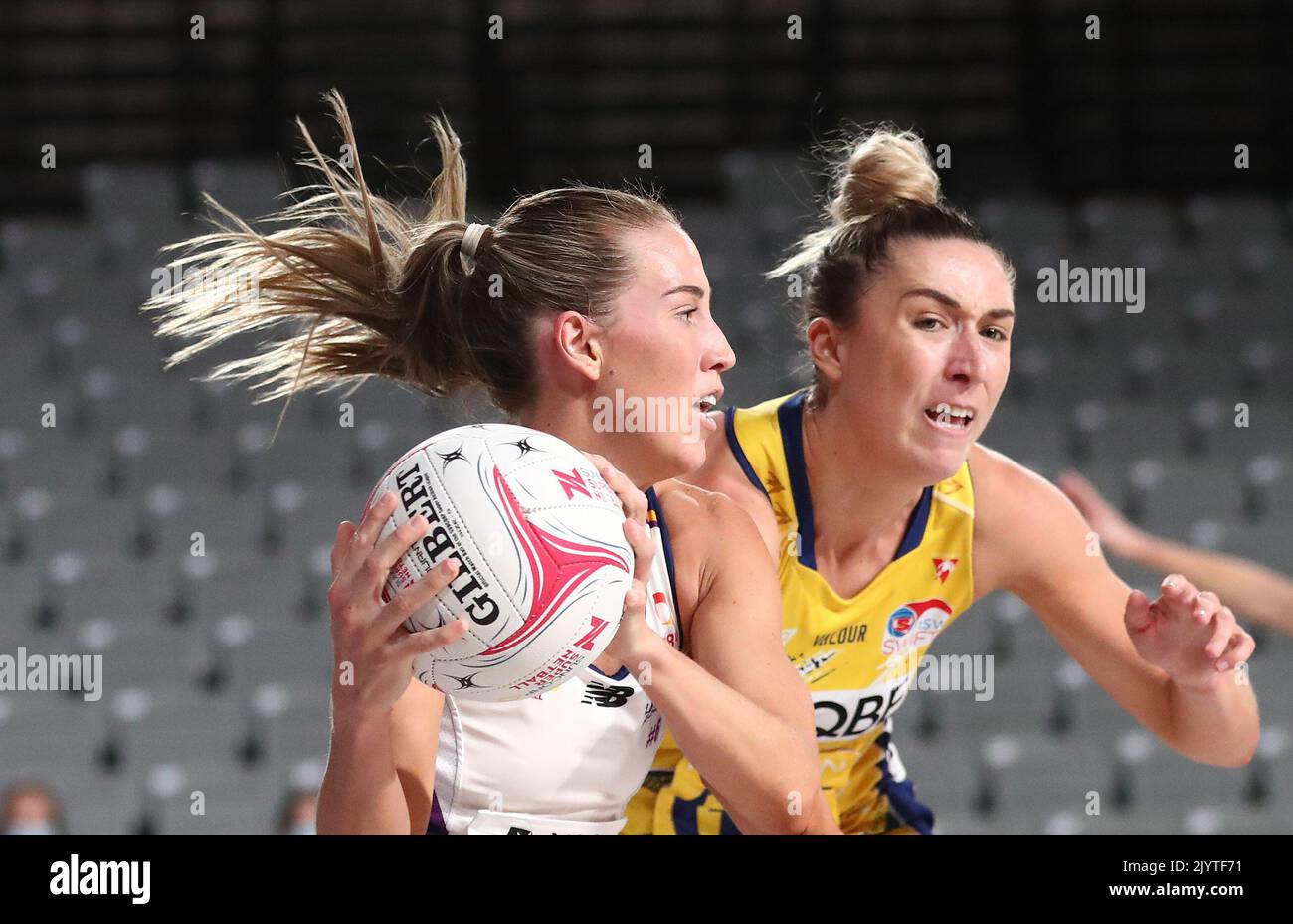 Cara Koenen of the Lightning in action during the Super Netball Round ...