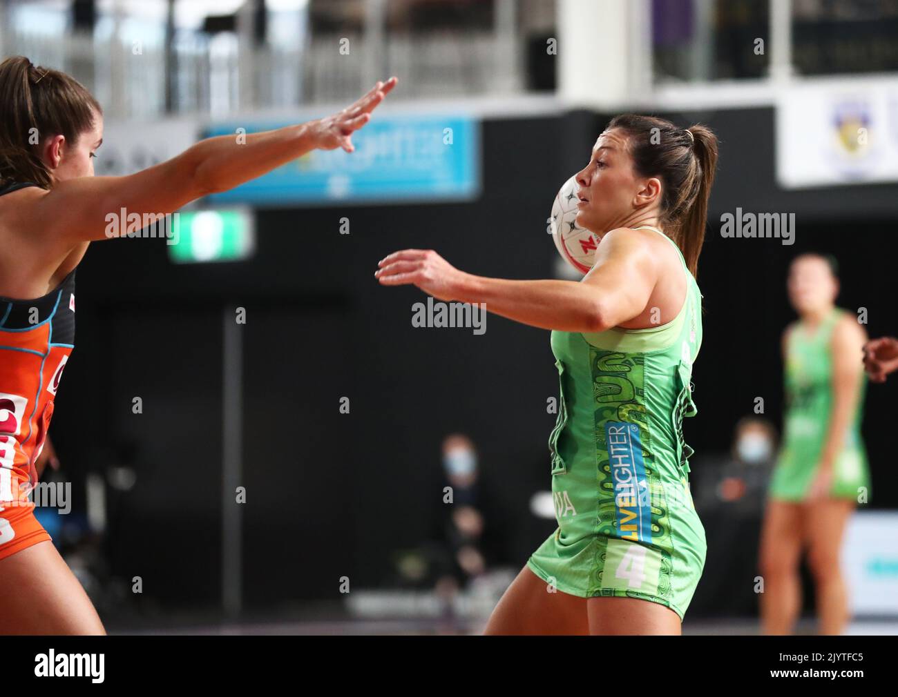 Verity Charles of the Fever in action during the Super Netball Round 14 ...