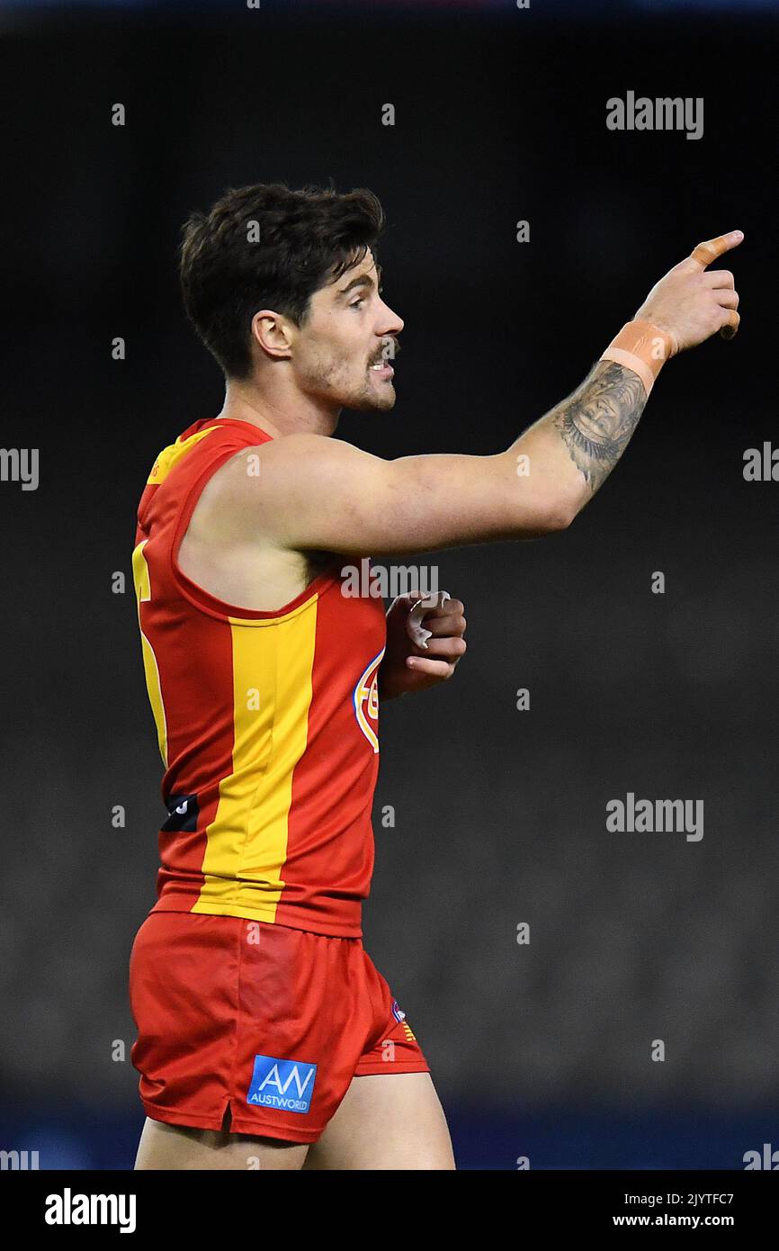 Alex Sexton of the Suns reacts after kicking a goal during the AFL ...
