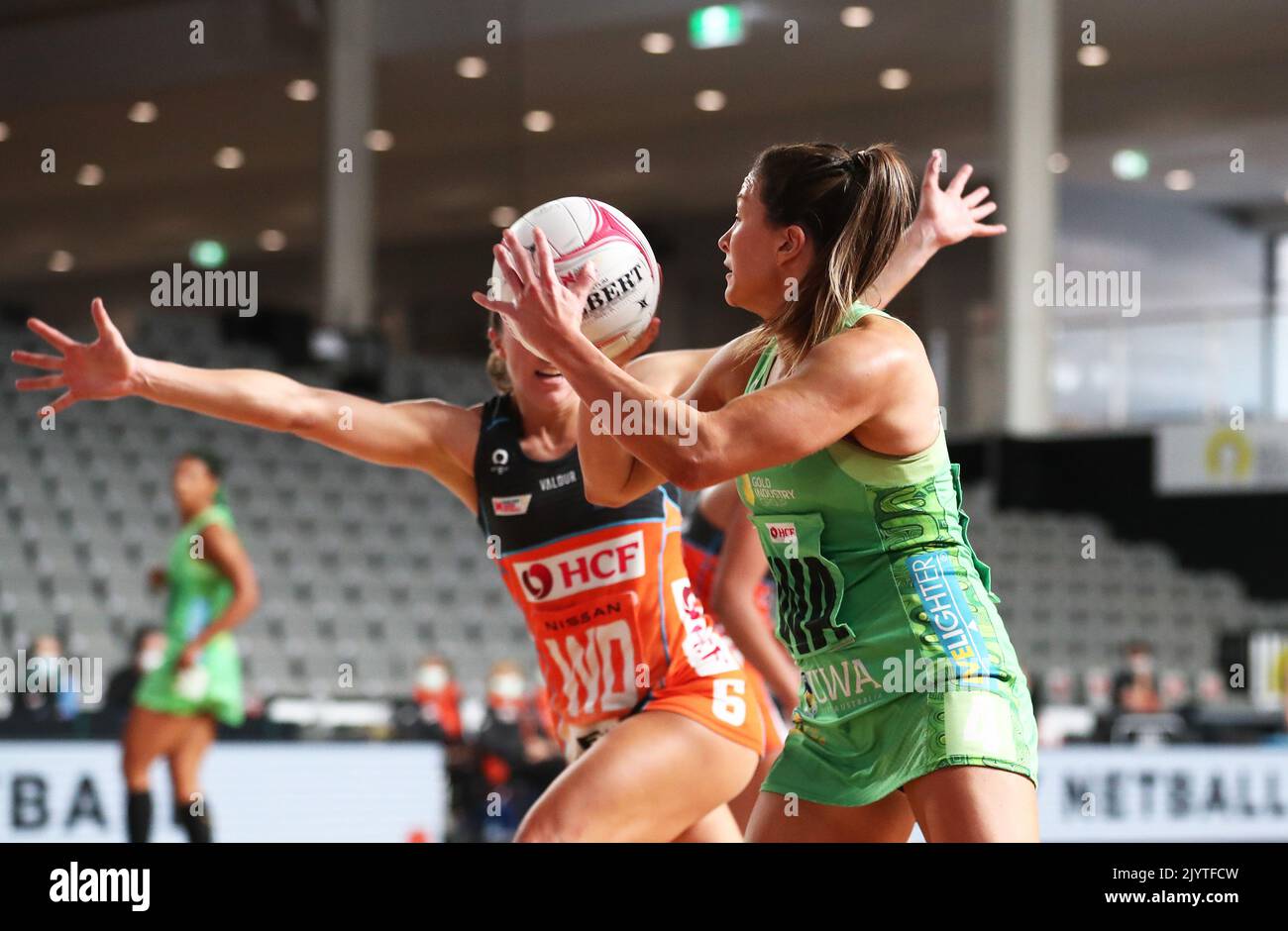 Verity Charles of the Fever in action during the Super Netball Round 14 ...