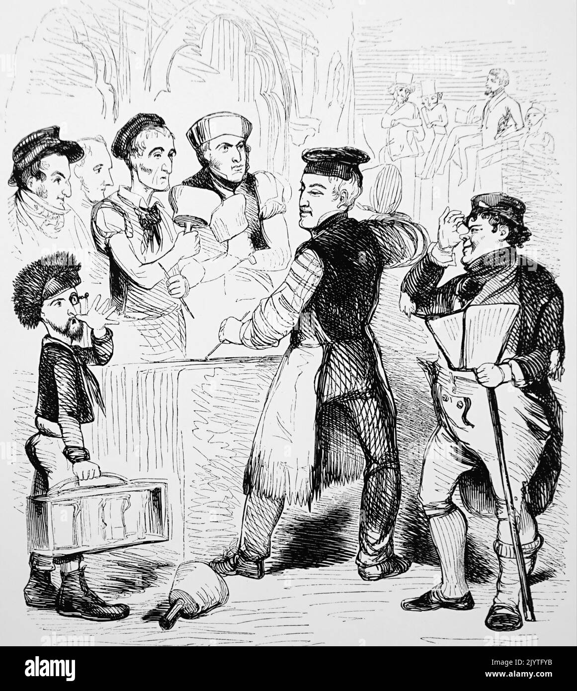 Illustration depicting a scene during the Mason strike in London. Dated ...