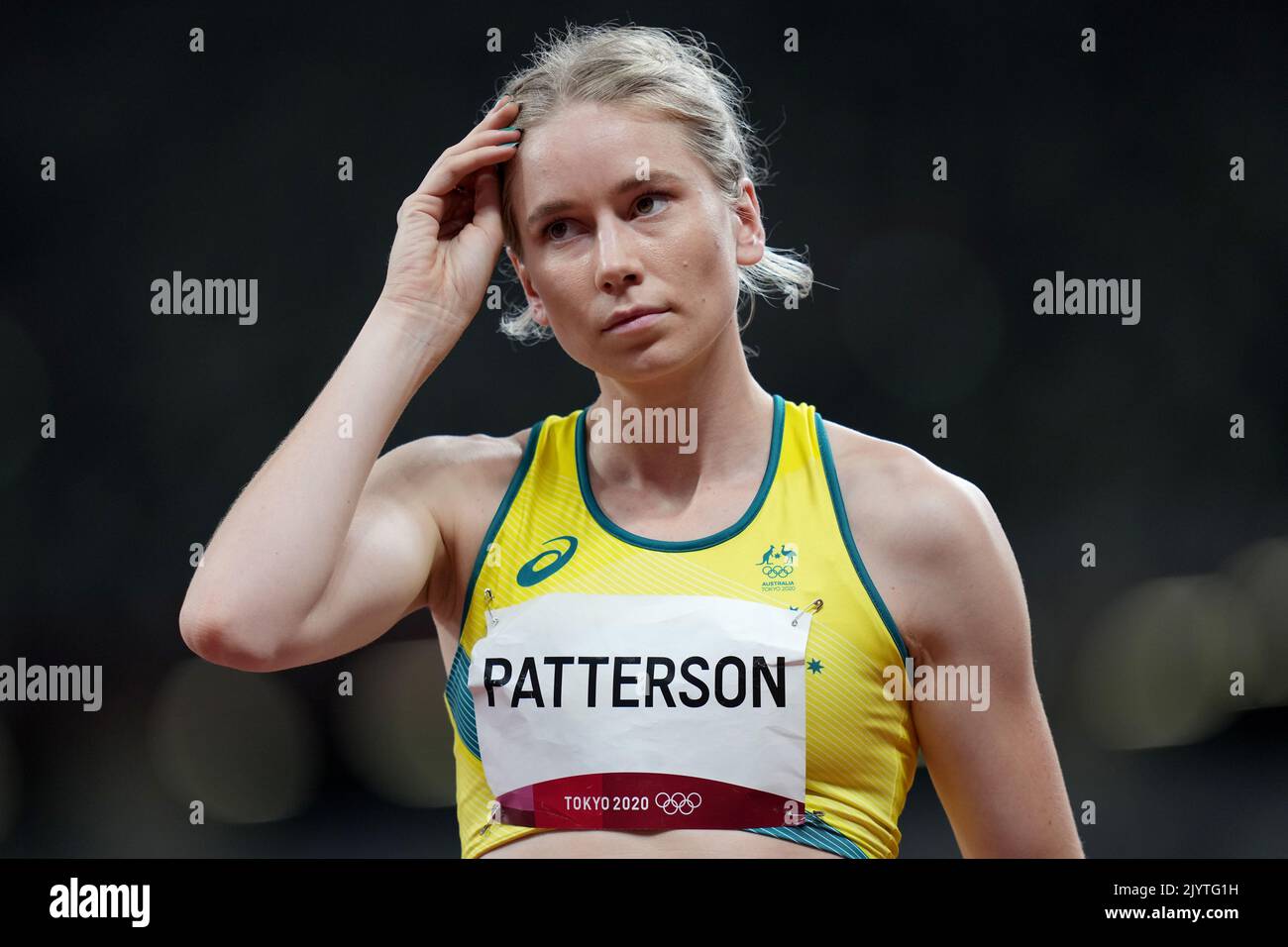 Eleanor Patterson of Australia reacts during the Women’s High Jump ...