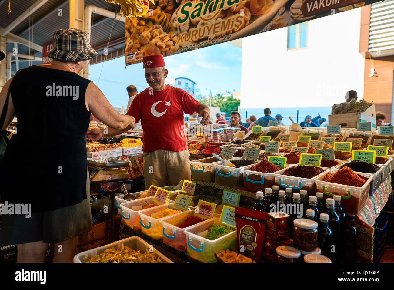 ANTALYA, TURKEY - SEPTEMBER 3, 2022: People at the local traditional ...