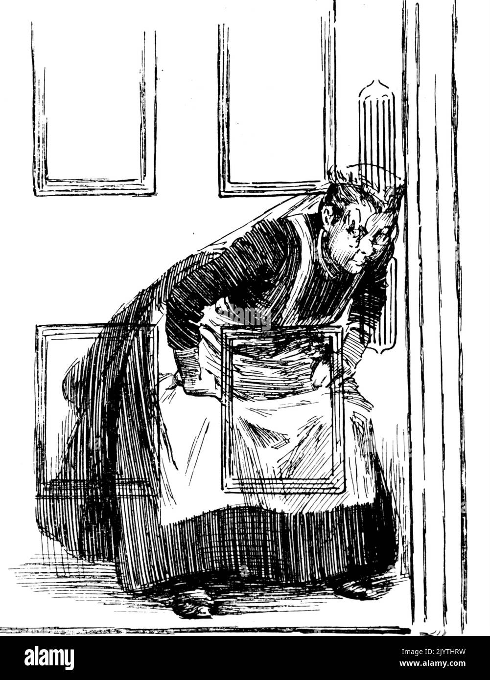 Cartoon depicting the ghost of a domestic servant. Dated 19th Century ...