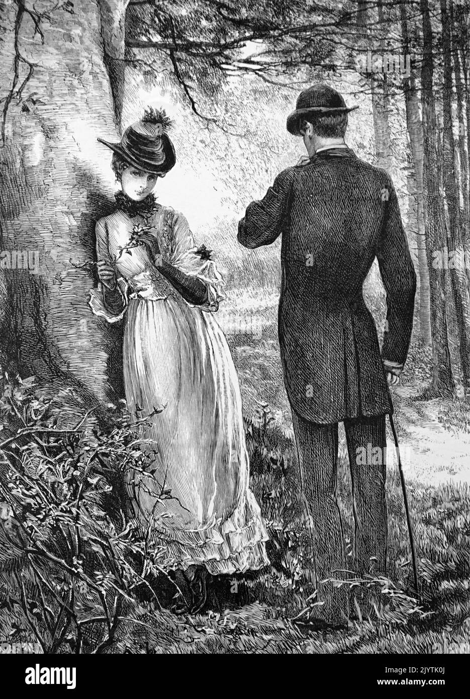 Illustration depicting a couple courting. Illustrated by Mary Ellen ...