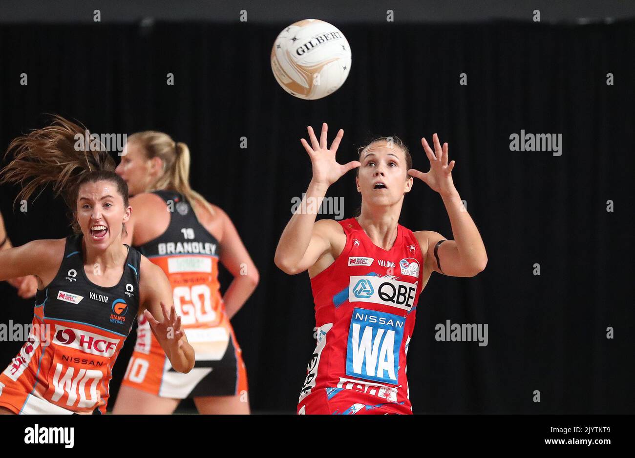 Paige Hadley of the Swifts in action during the Super Netball Semi ...