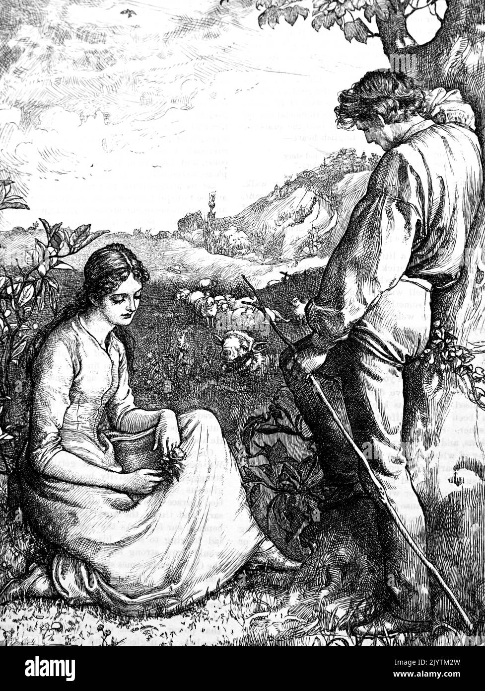 Illustration depicting country sweethearts. Illustrated by Henry John ...