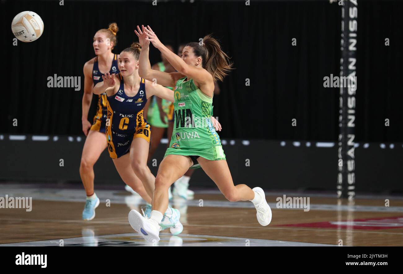 Verity Charles of the Fever in action during the Super Netball Semi ...
