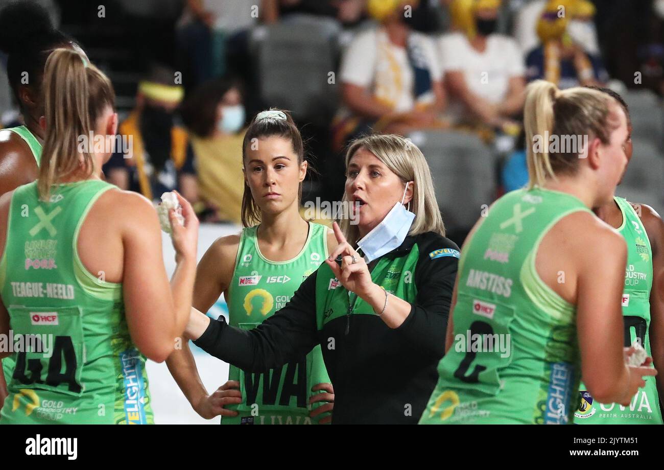 Fever Coach Stacey Marinkovich during the Super Netball Semi-Final 2 ...
