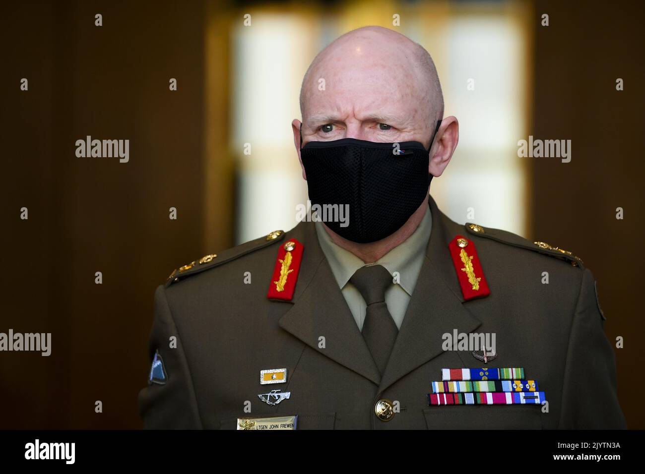 COVID-19 Taskforce Commander, Lieutenant General John Frewen wears a ...