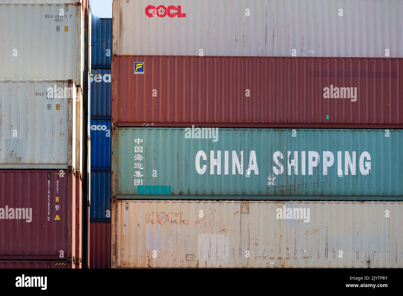 Shipping containers are seen at Fremantle harbour, 20km south of Perth ...