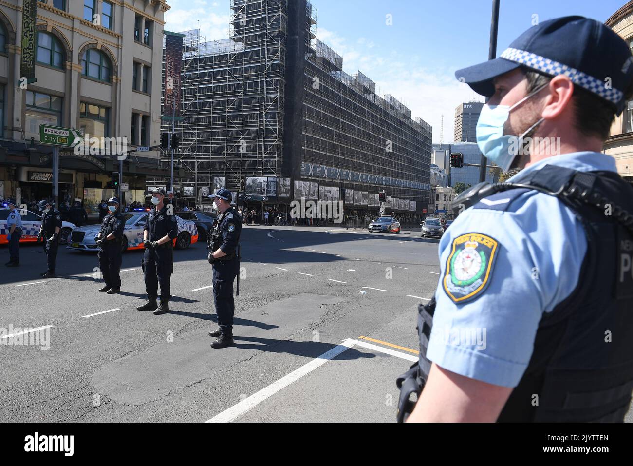 NSW Police and Public Order and Riot Squad officers are seen during an ...