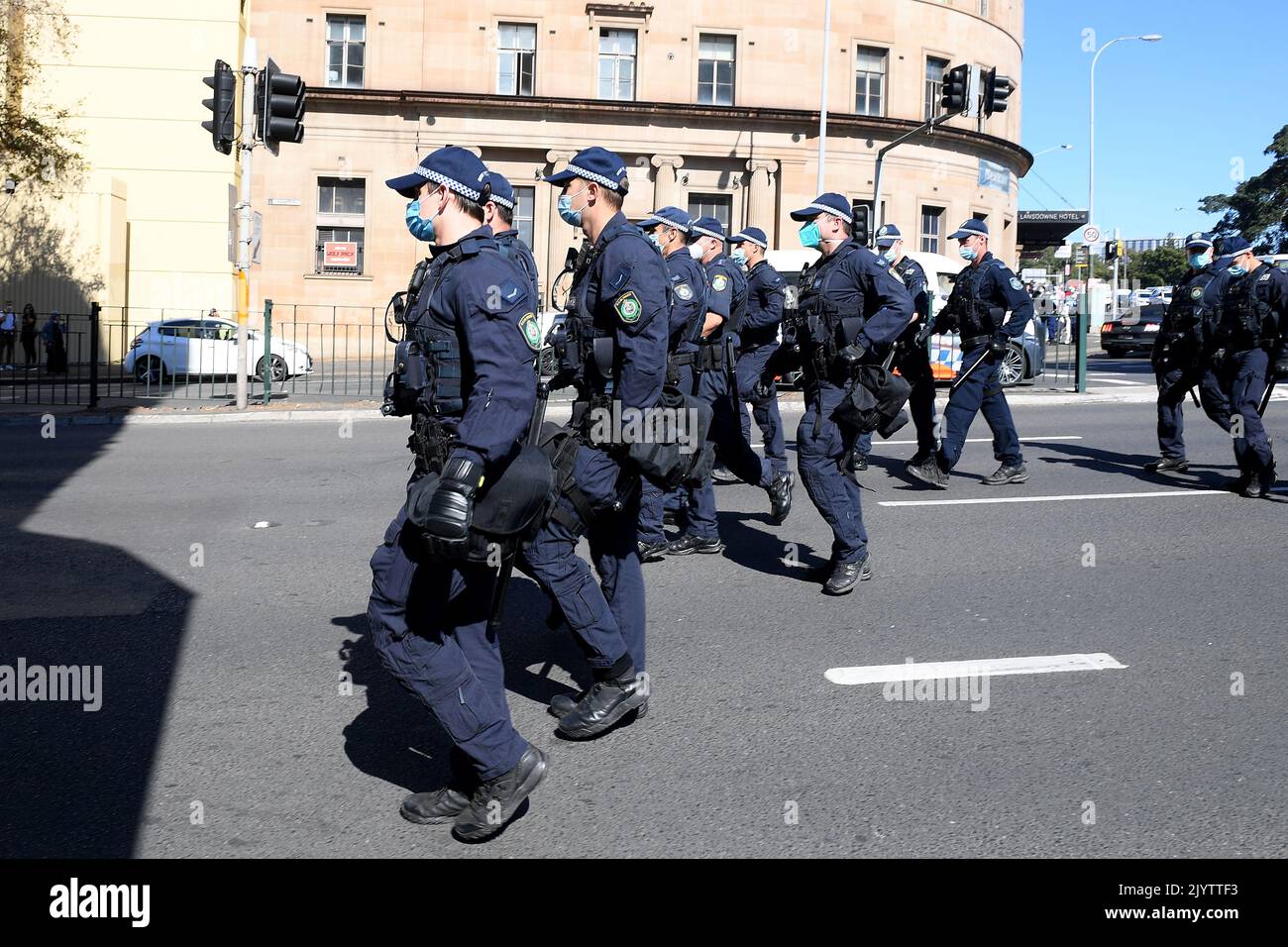 NSW Police and Public Order and Riot Squad officers are seen during an ...