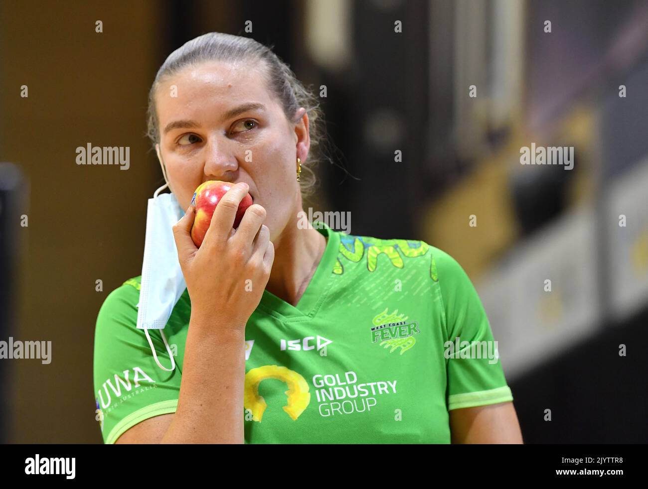 Courtney Bruce of the Fever is seen before the Super Netball ...