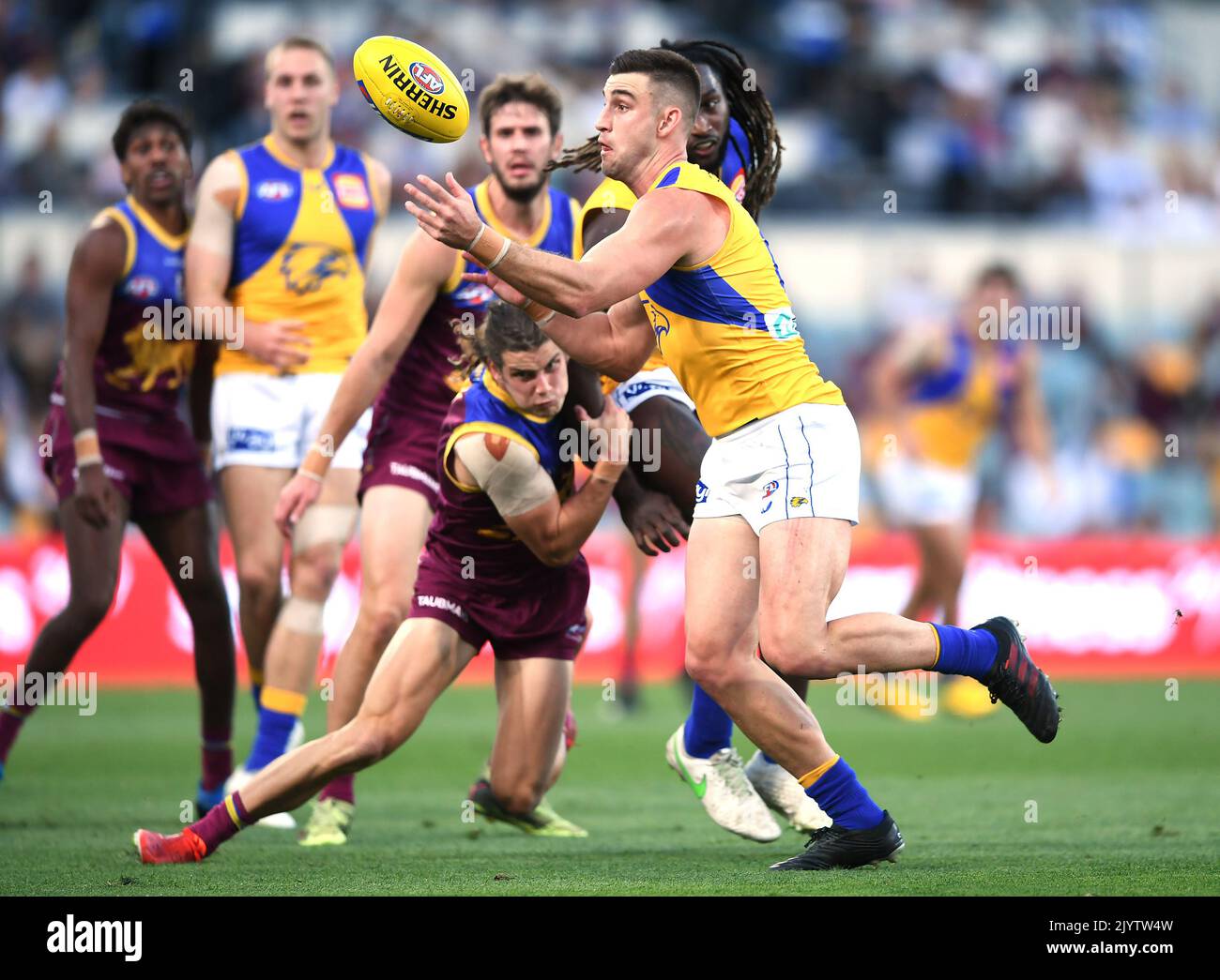 Elliot Yeo of the Eagles during the AFL Round 23 between the Brisbane ...