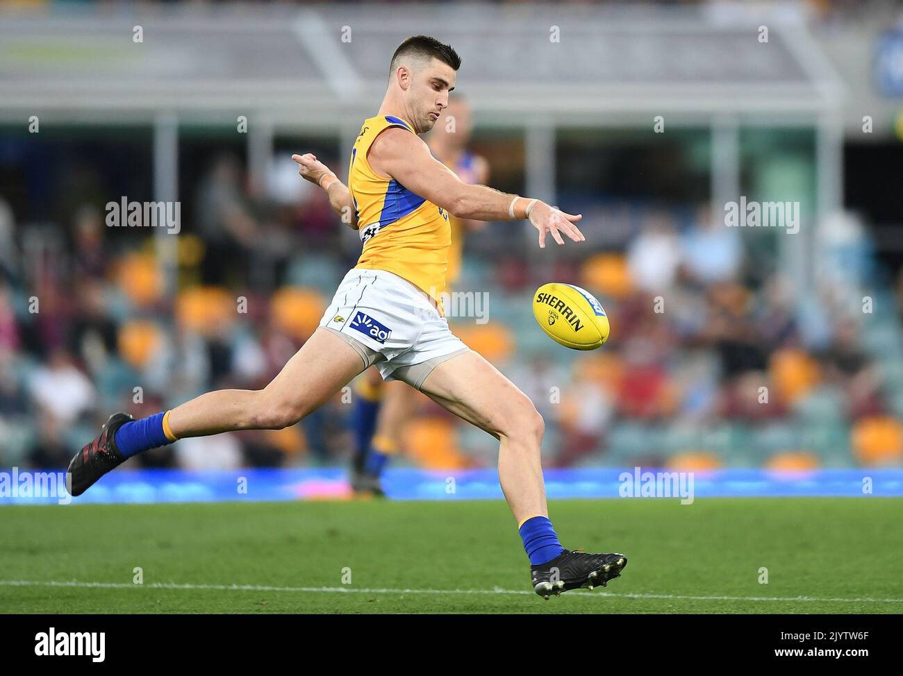 Elliot Yeo of the Eagles during the AFL Round 23 between the Brisbane ...