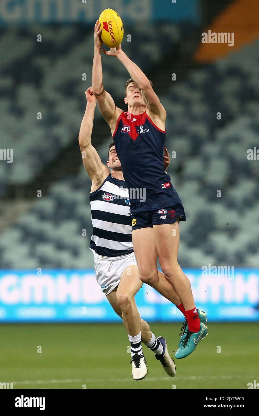 Bayley Fritsch of the demons attempts a mark during the AFL Round 23 ...